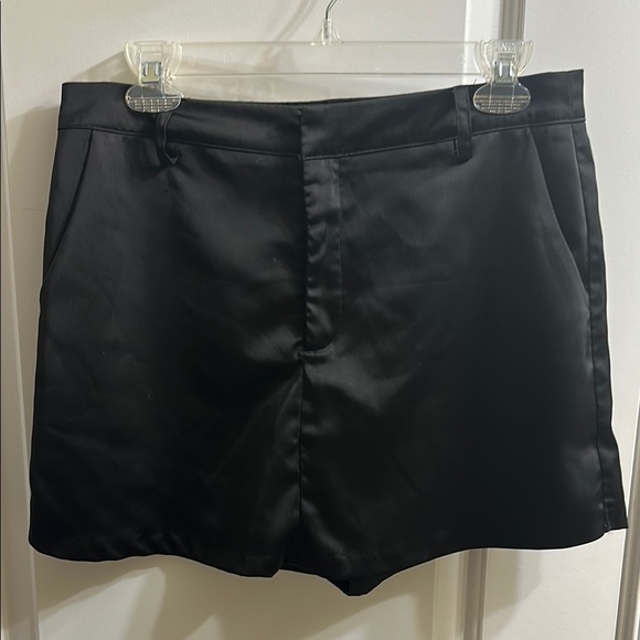 glam | Shorts | Glam Black Satin Look Mini Skort | Poshmark